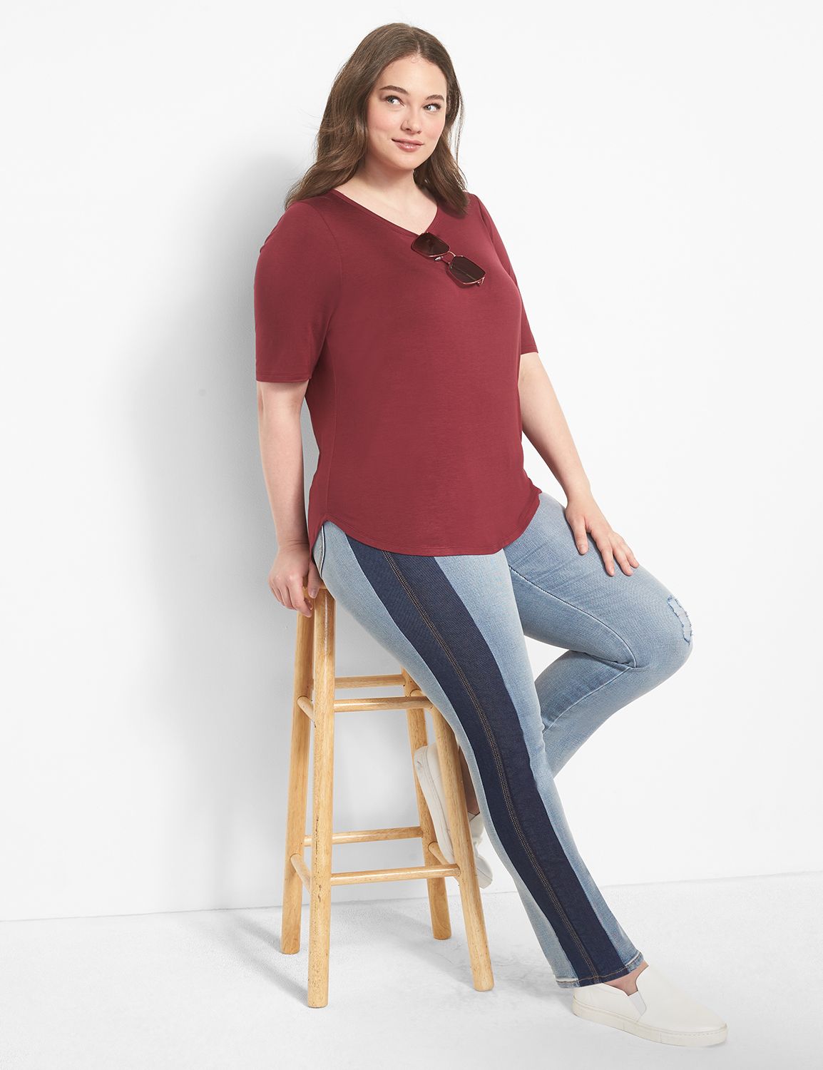 Classic Perfect Sleeve Open Crew Ne | LaneBryant