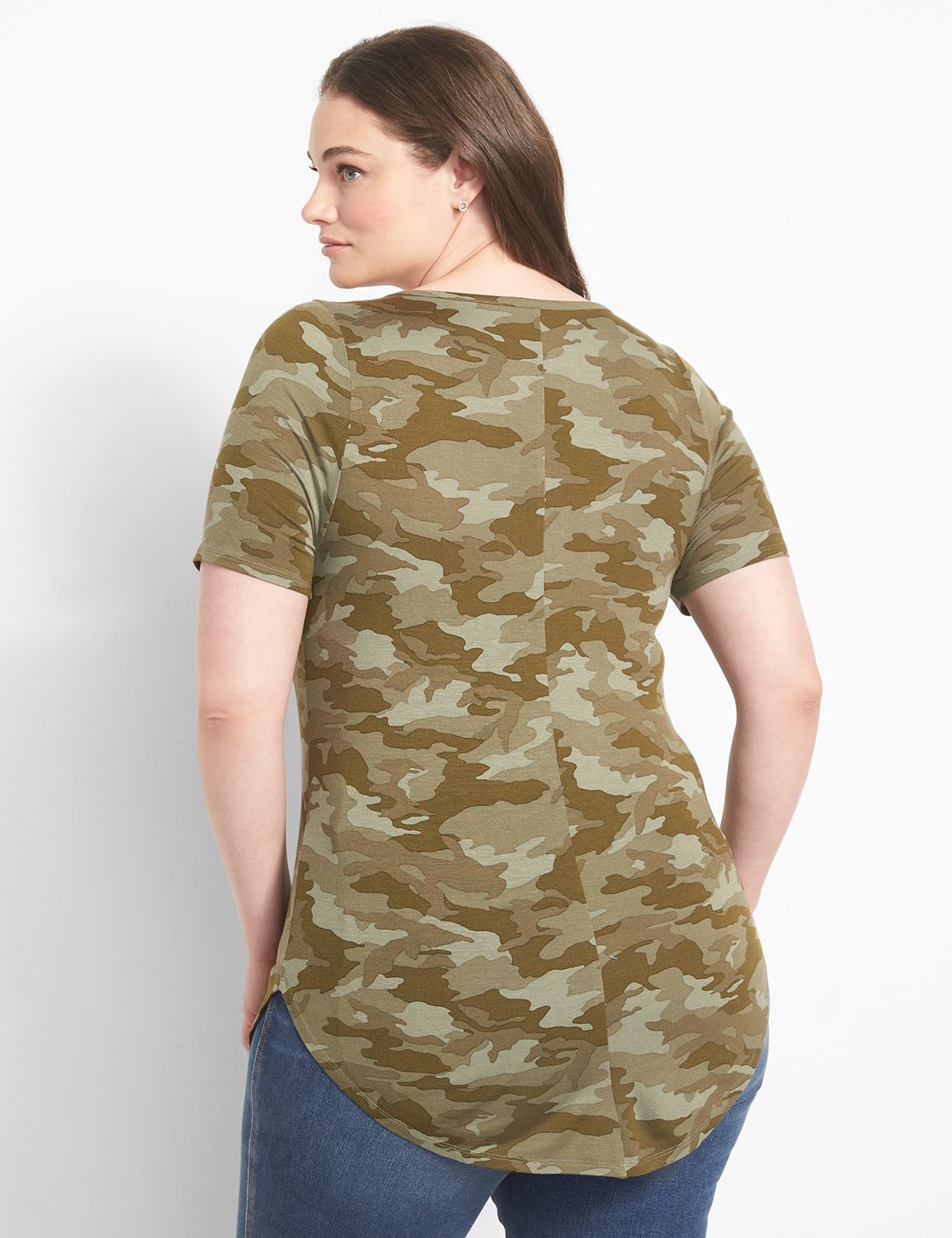Fitted Short Sleeve Vneck Tunic Tee