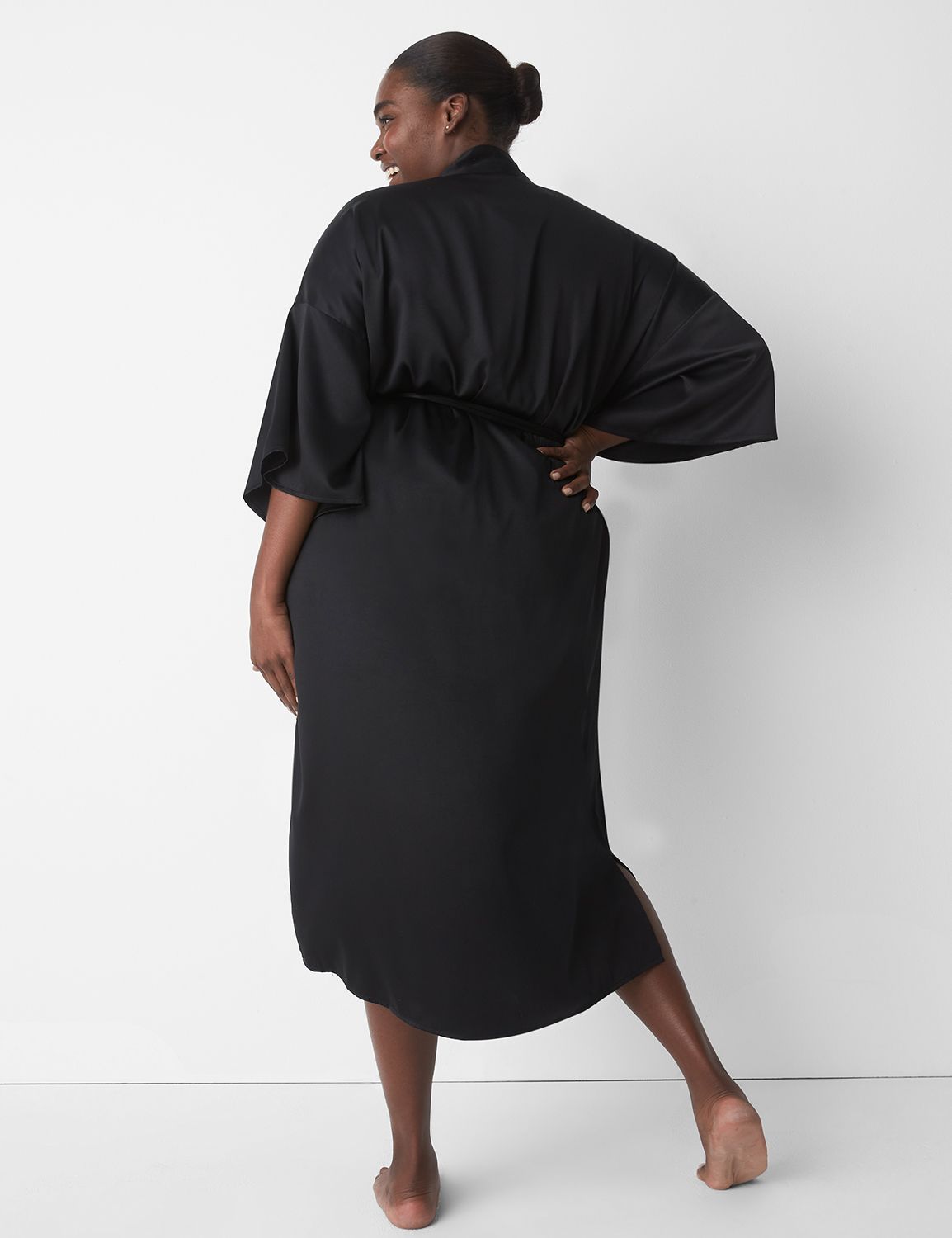 Hammered Satin Midi Robe | LaneBryant