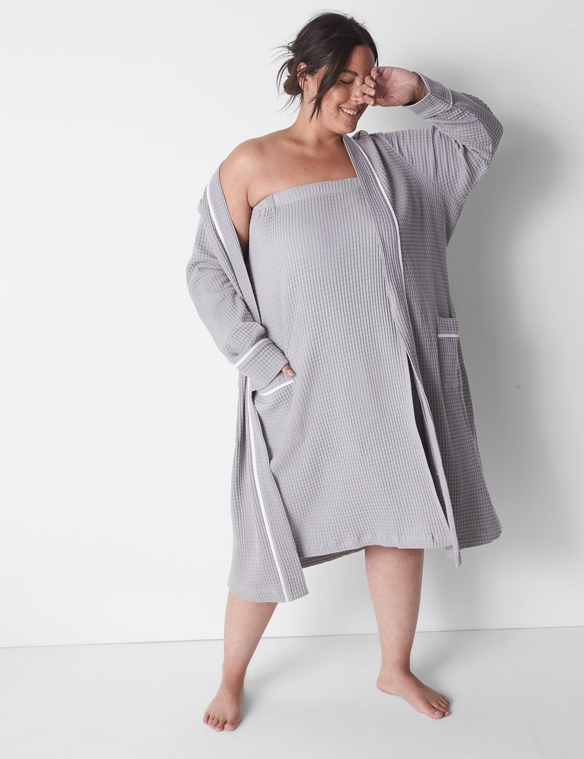Spa Waffle Midi Robe | LaneBryant