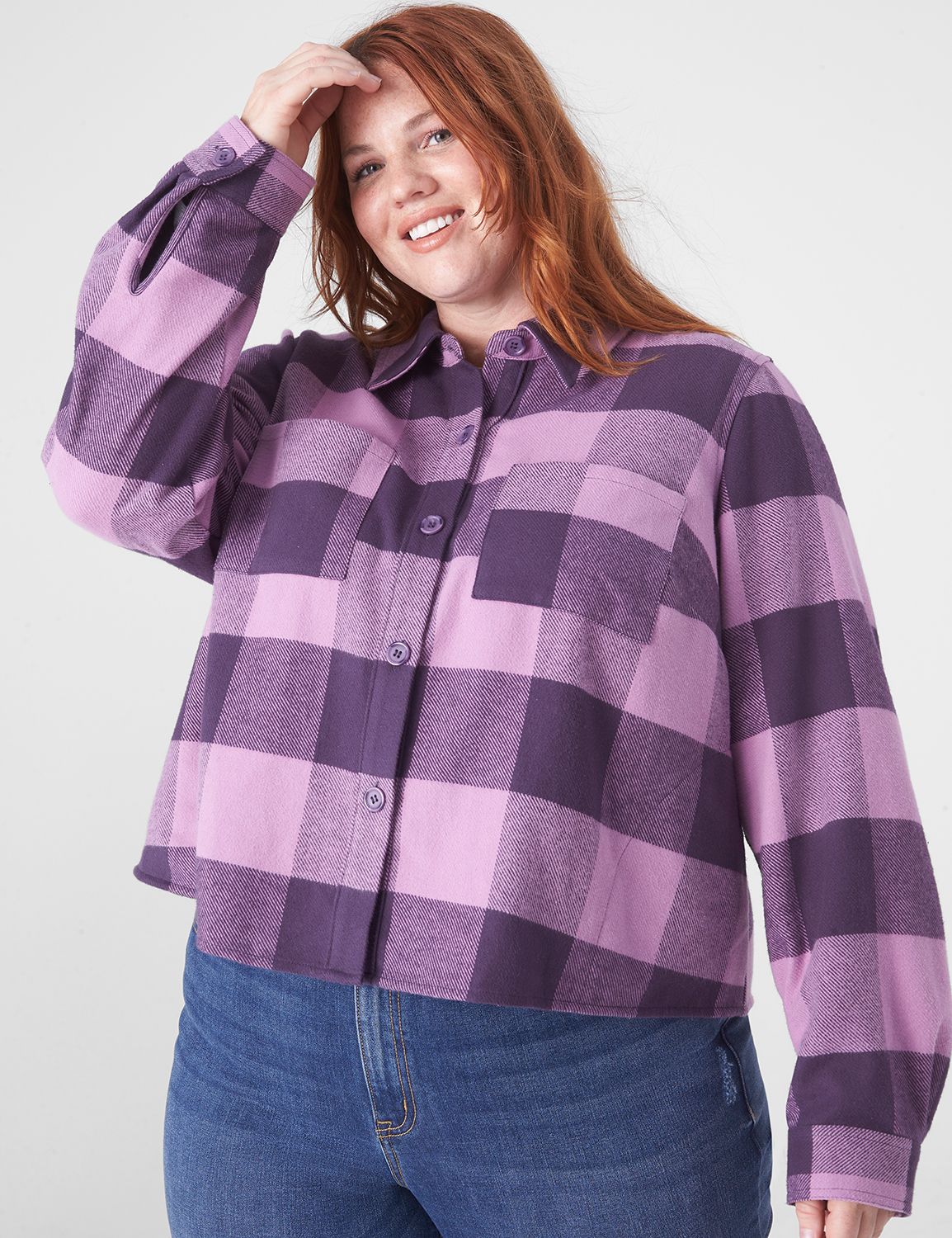 Relaxed Button-Front Cropped Shacket