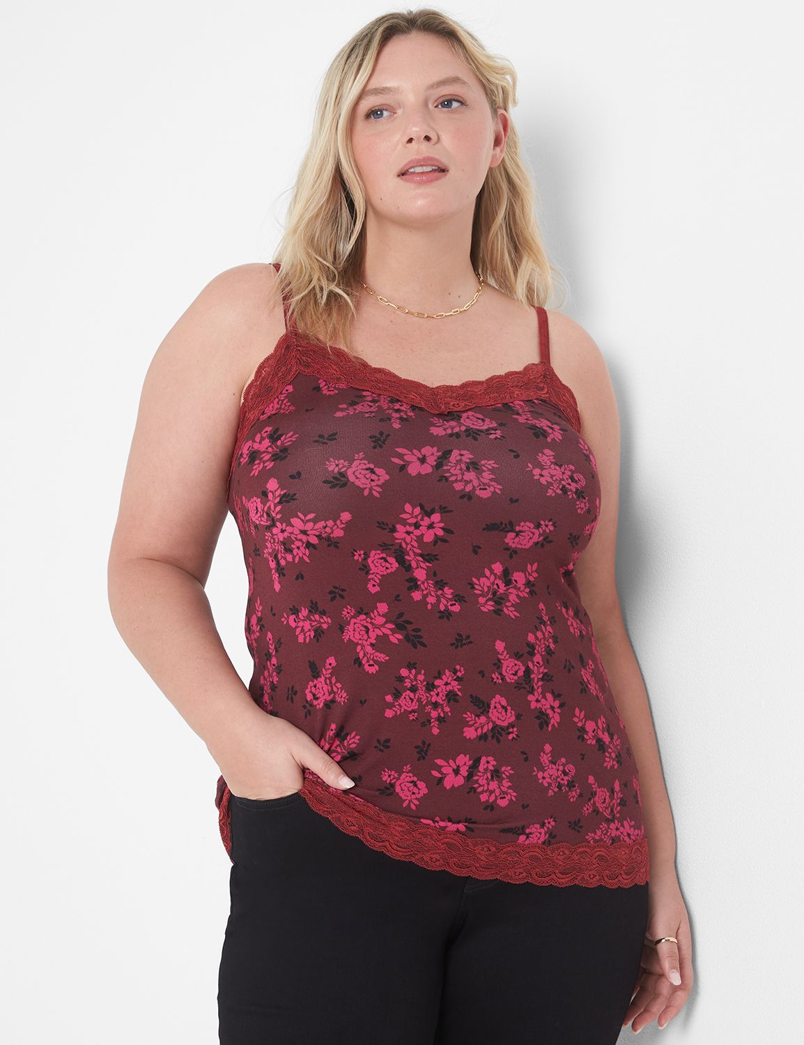 Classic V-Neck Lace-Trim Cami