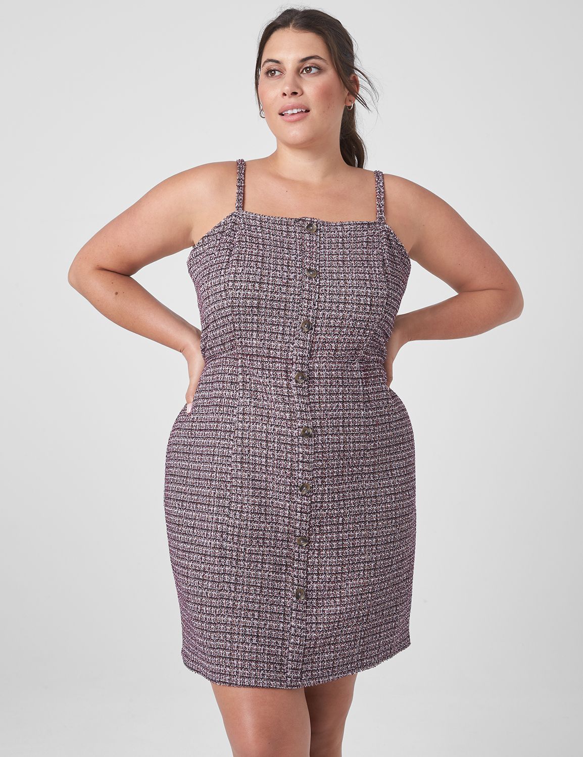 Sleeveless Square-Neck Button-Front Sheath Dress