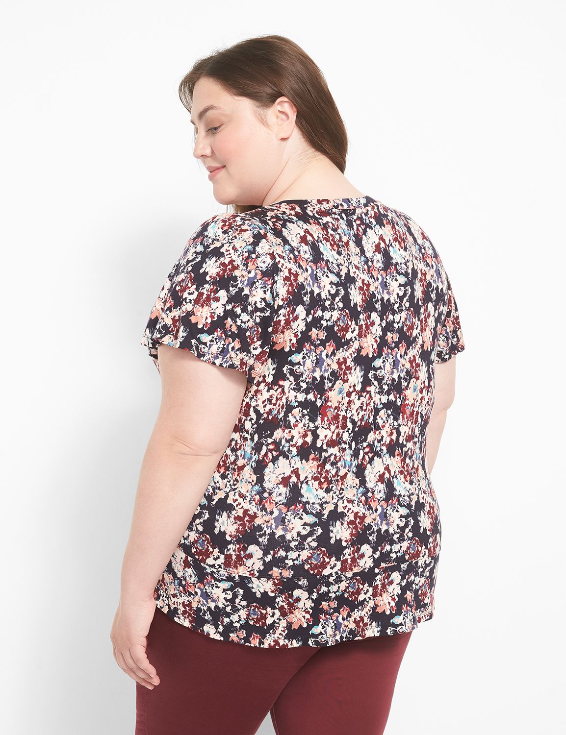 Classic Short Flutter Sleeve V-Neck | LaneBryant