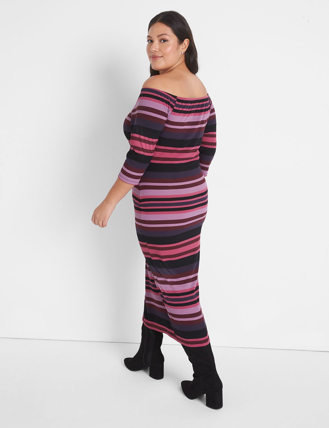 Off-The-Shoulder Ribbed Bodycon Dress