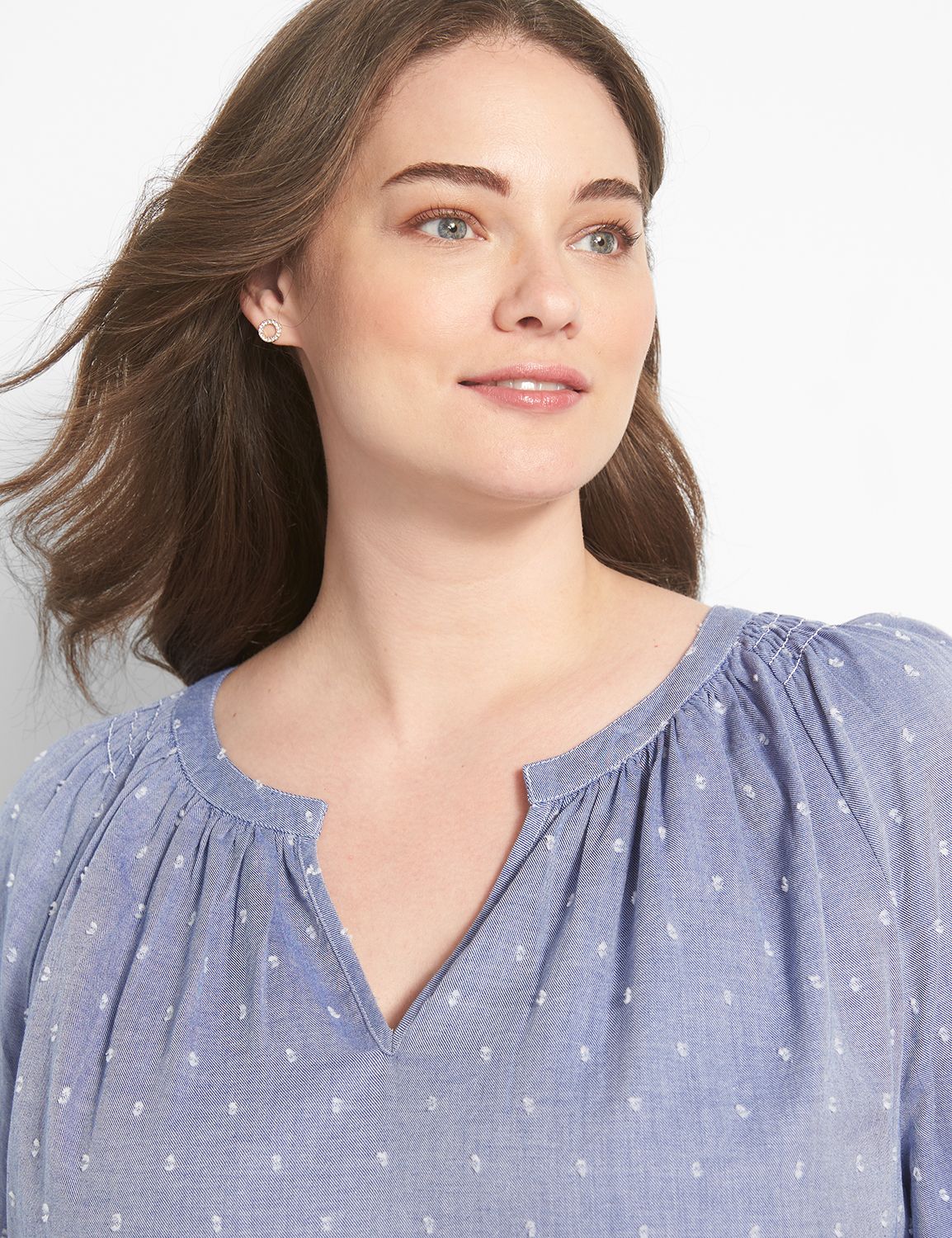 Classic 3/4 Sleeve Split Neck Smock