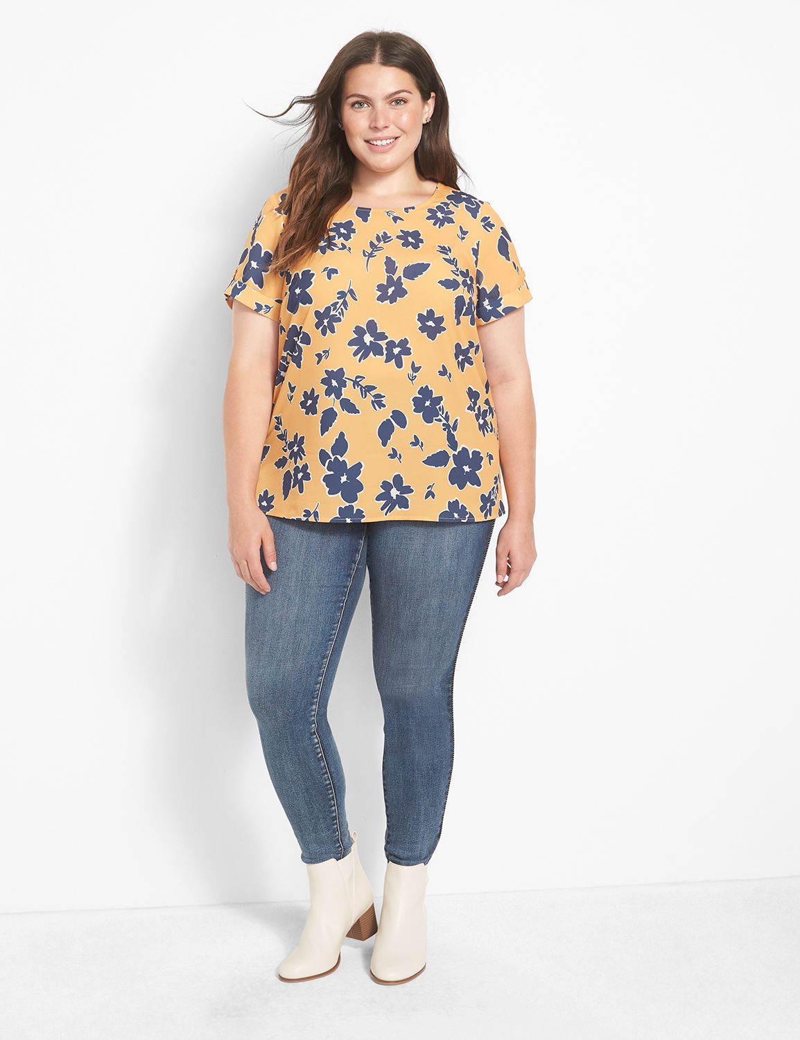 Classic Short Sleeve Roll Cuff Crew