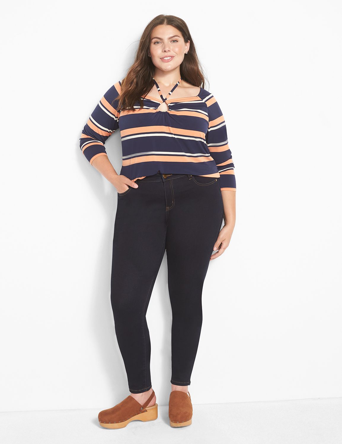 Fitted 3/4 Sleeve Raglan Square Nec | LaneBryant
