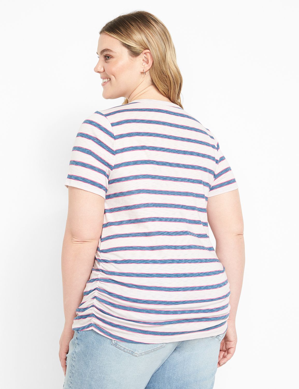 Short Sleeve V neck Side Ruched Tee