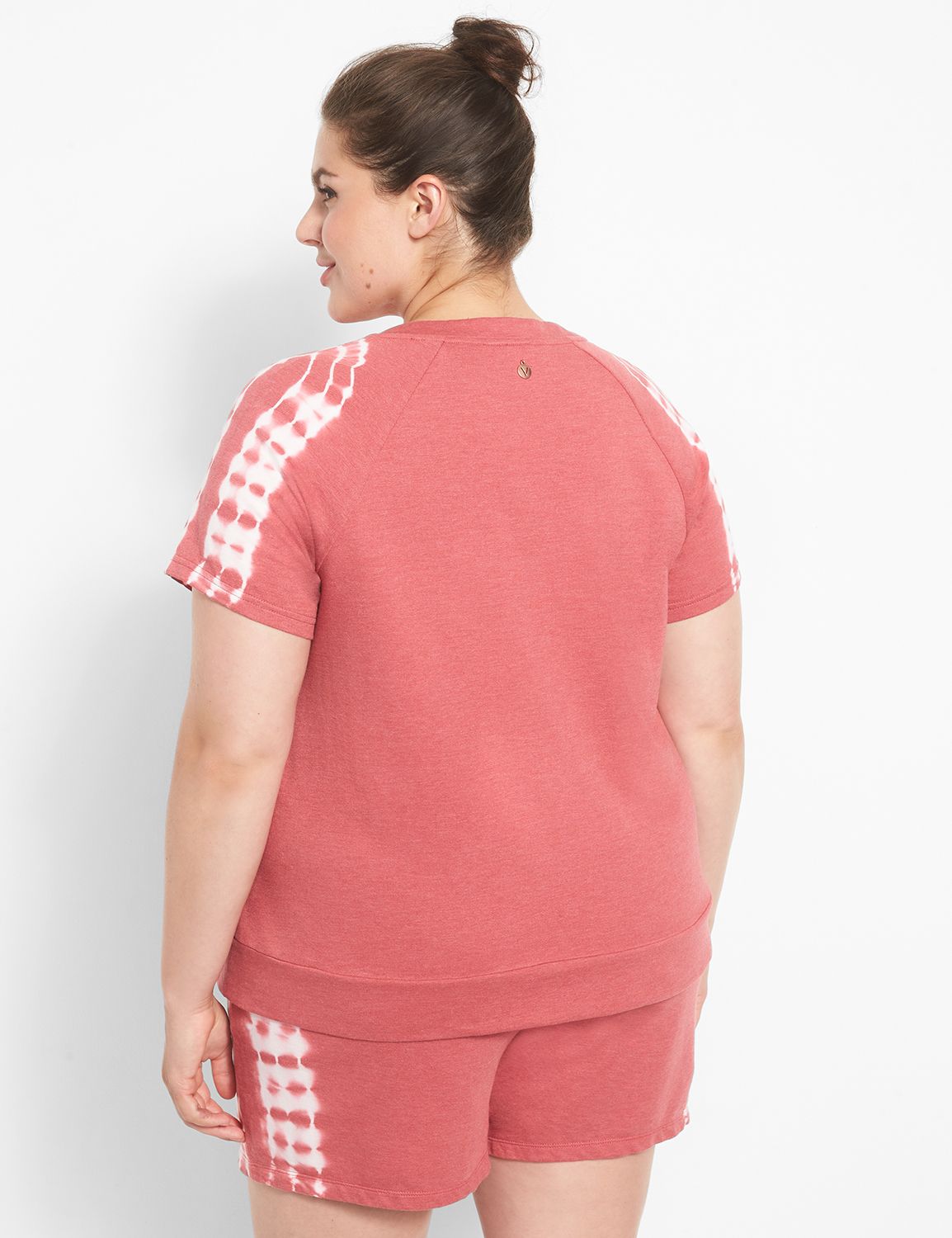 Short Sleeve Split Neck Dye Effect