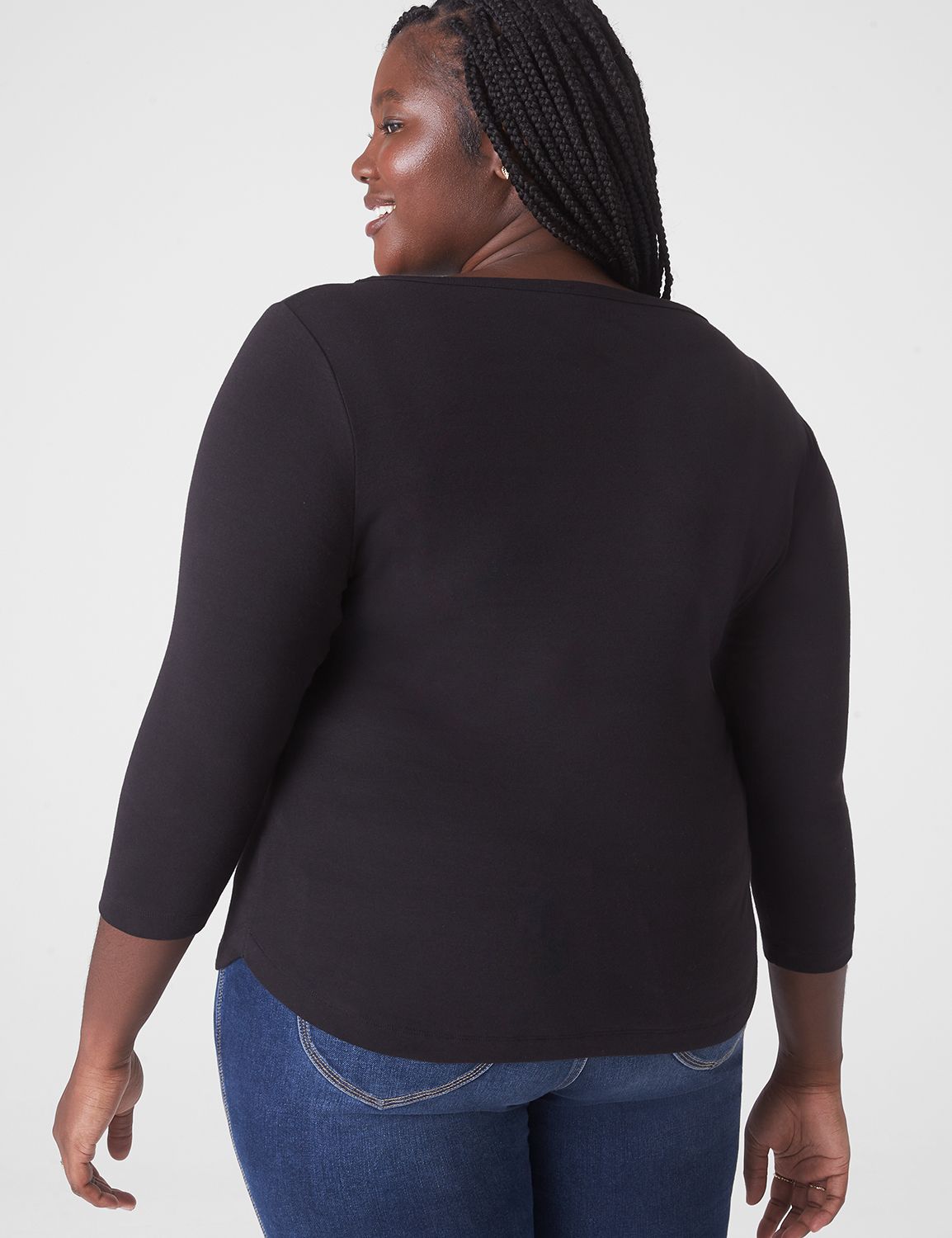 Fitted 3/4 Sleeve Voop Neck Tee 113