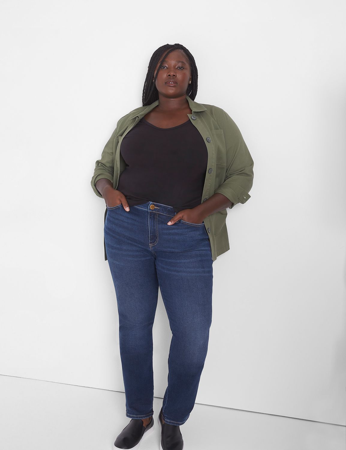 Fitted 3/4-Sleeve Voop-Neck Tee