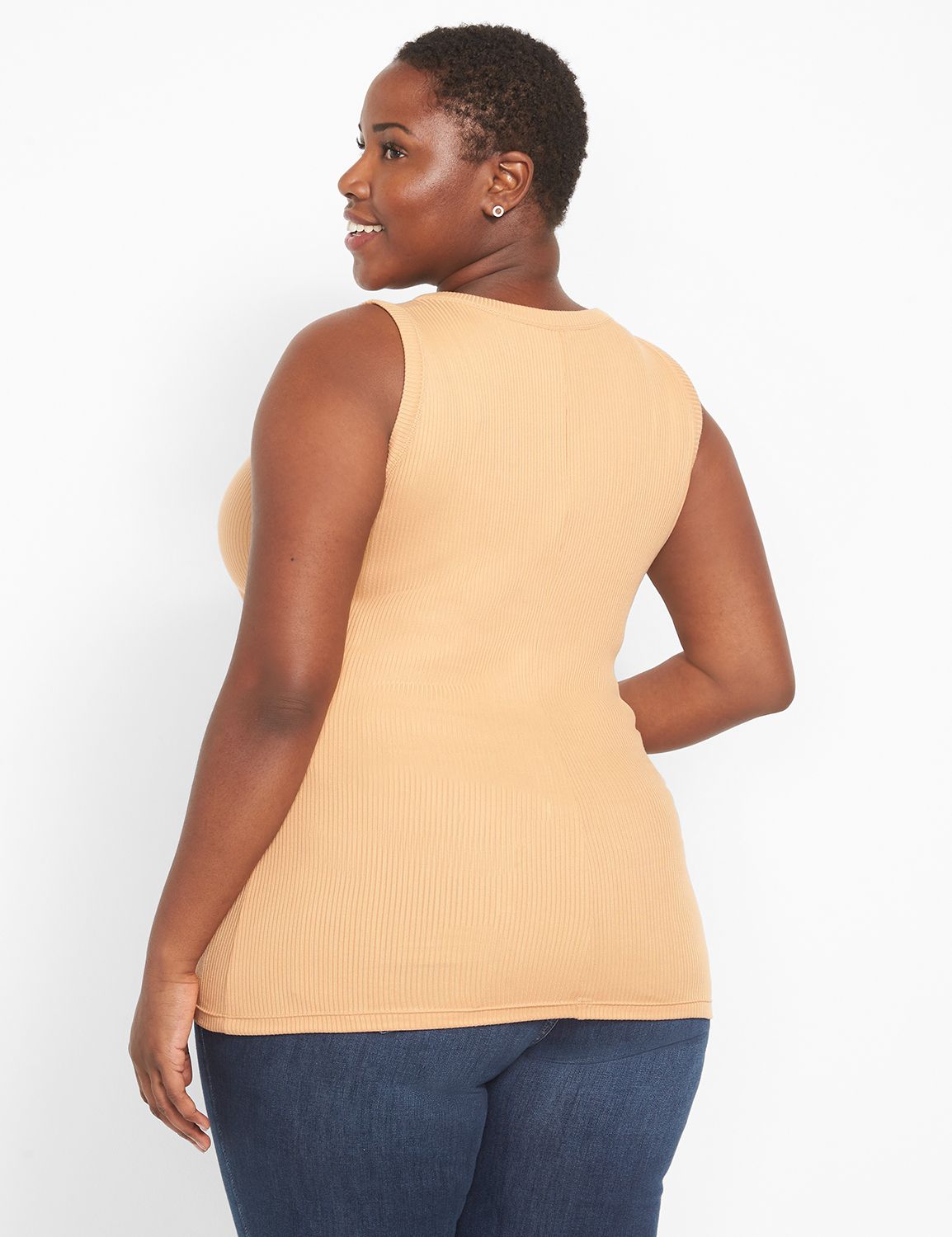 Sleeveless High Neck Rib Tank 11244 | LaneBryant