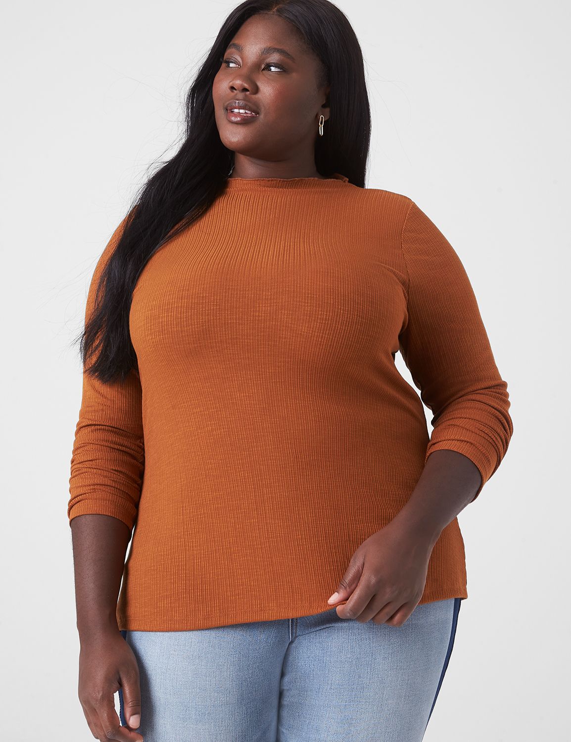 Classic Ruffle Mock-Neck Tee