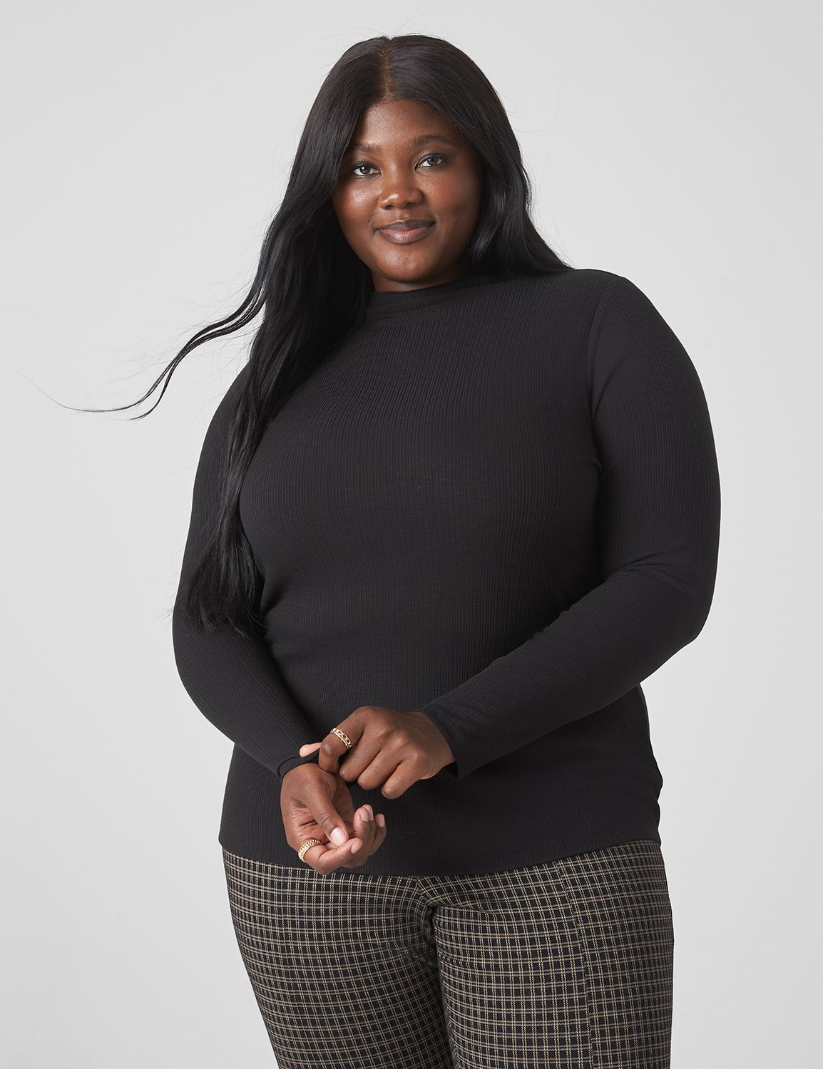 Classic Long Sleeve Mock Neck Tee 1