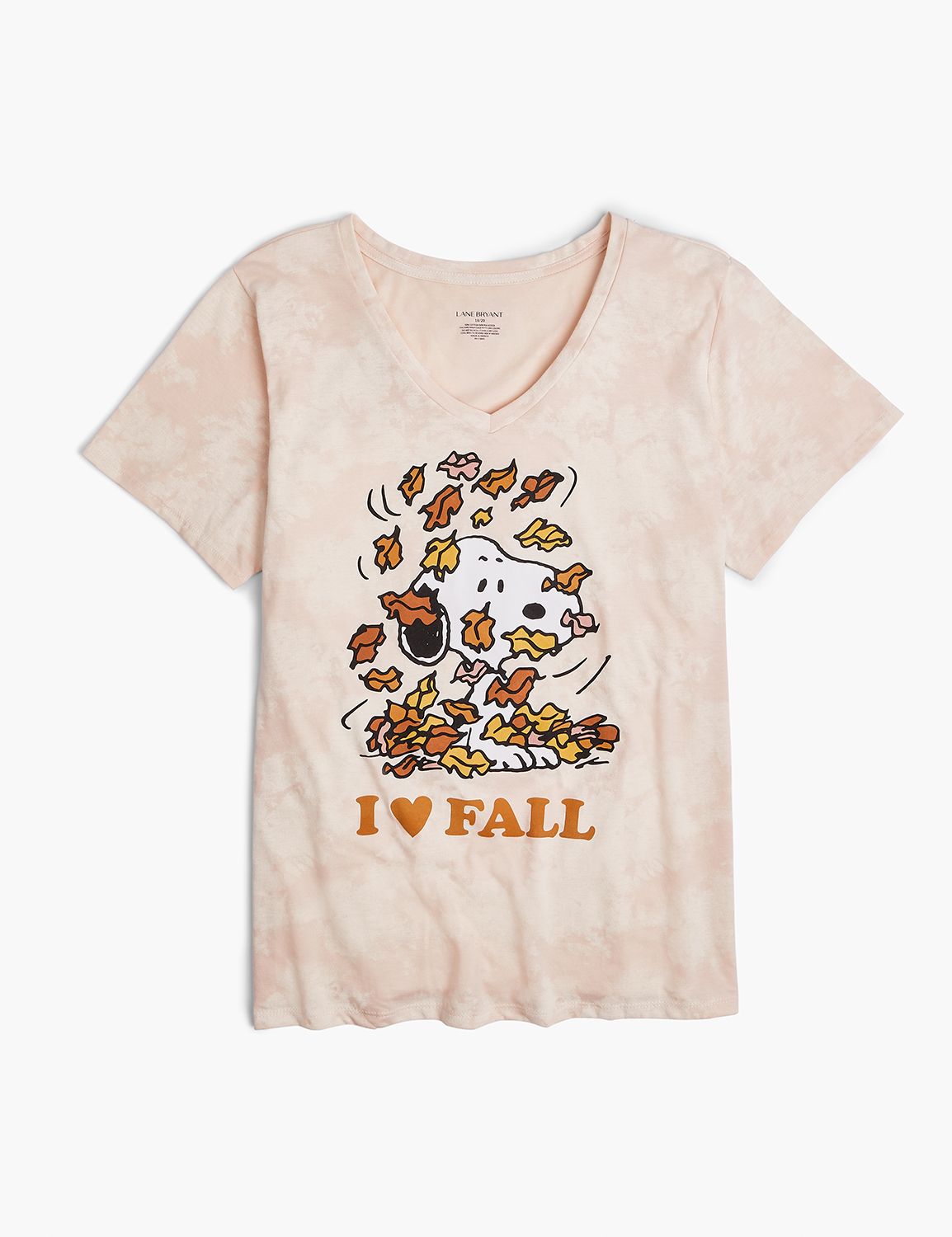 Classic Short-Sleeve V-Neck Snoopy I Love Fall Graphic Tee