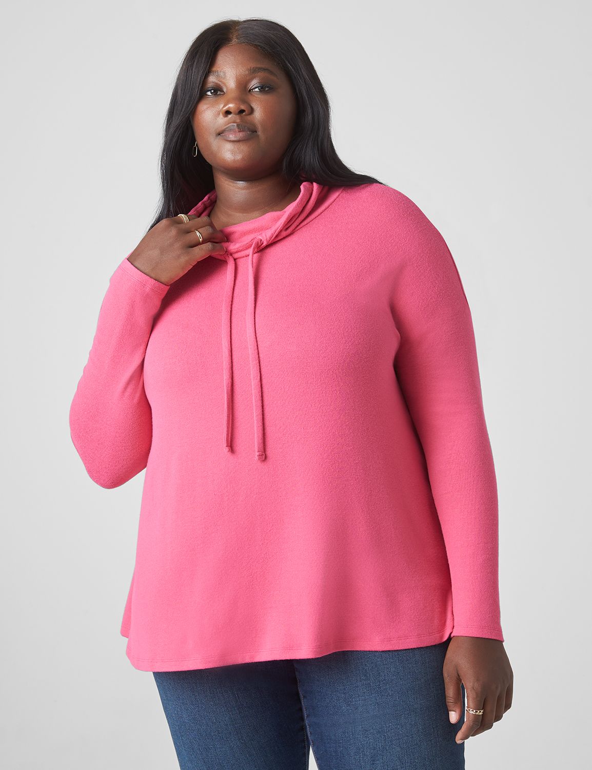 Swing Long Sleeve Funnel Neck Drape