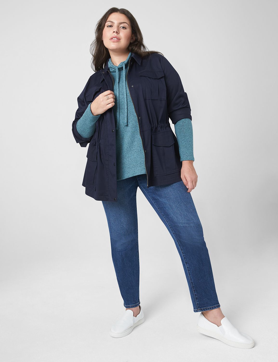 Swing Long Sleeve Funnel Neck Drape