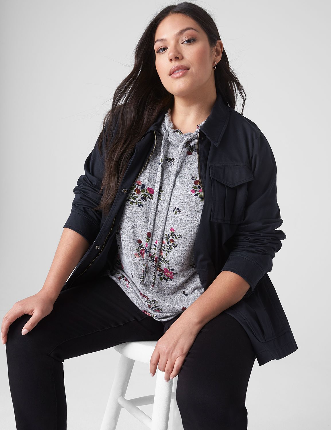 Swing Long Sleeve Funnel Neck Drape