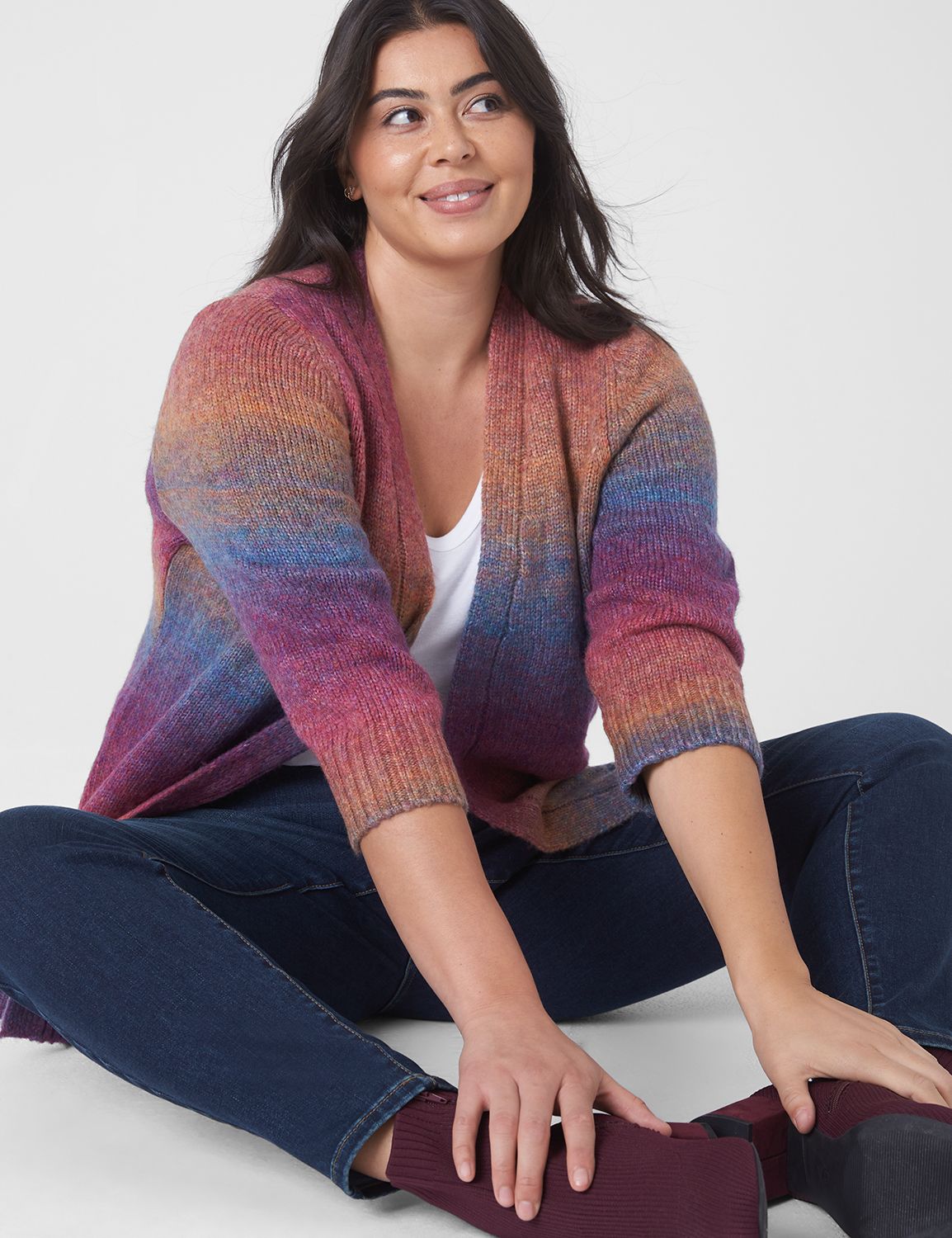 Classic Open-Front Ombre Spacedye Cardigan