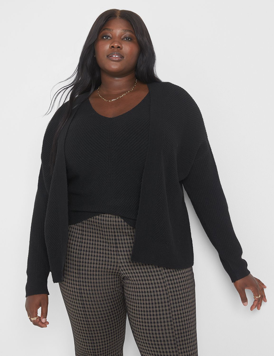 Classic Long Sleeve Open Front Stit