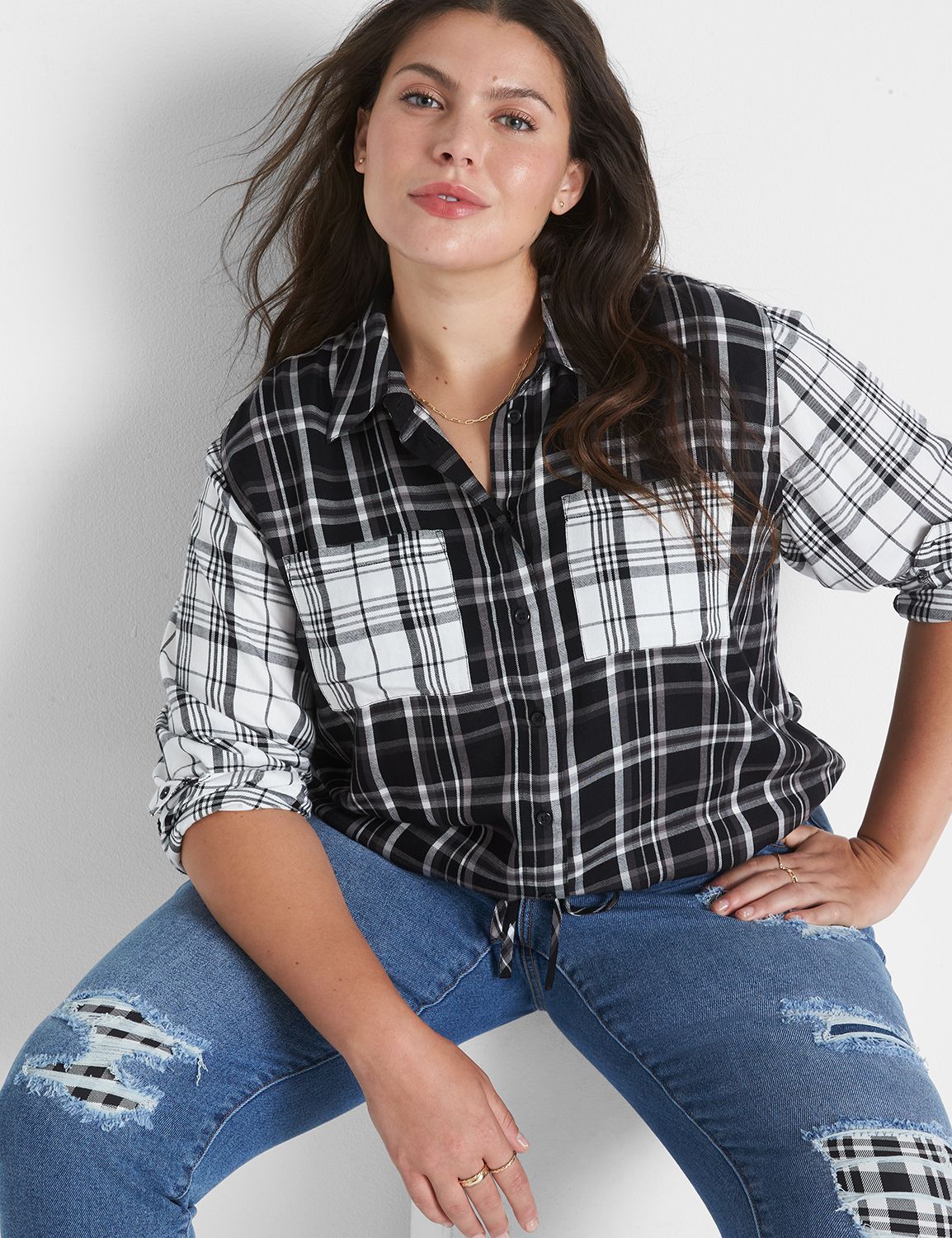 Classic Long Sleeve Collared Button Lanebryant