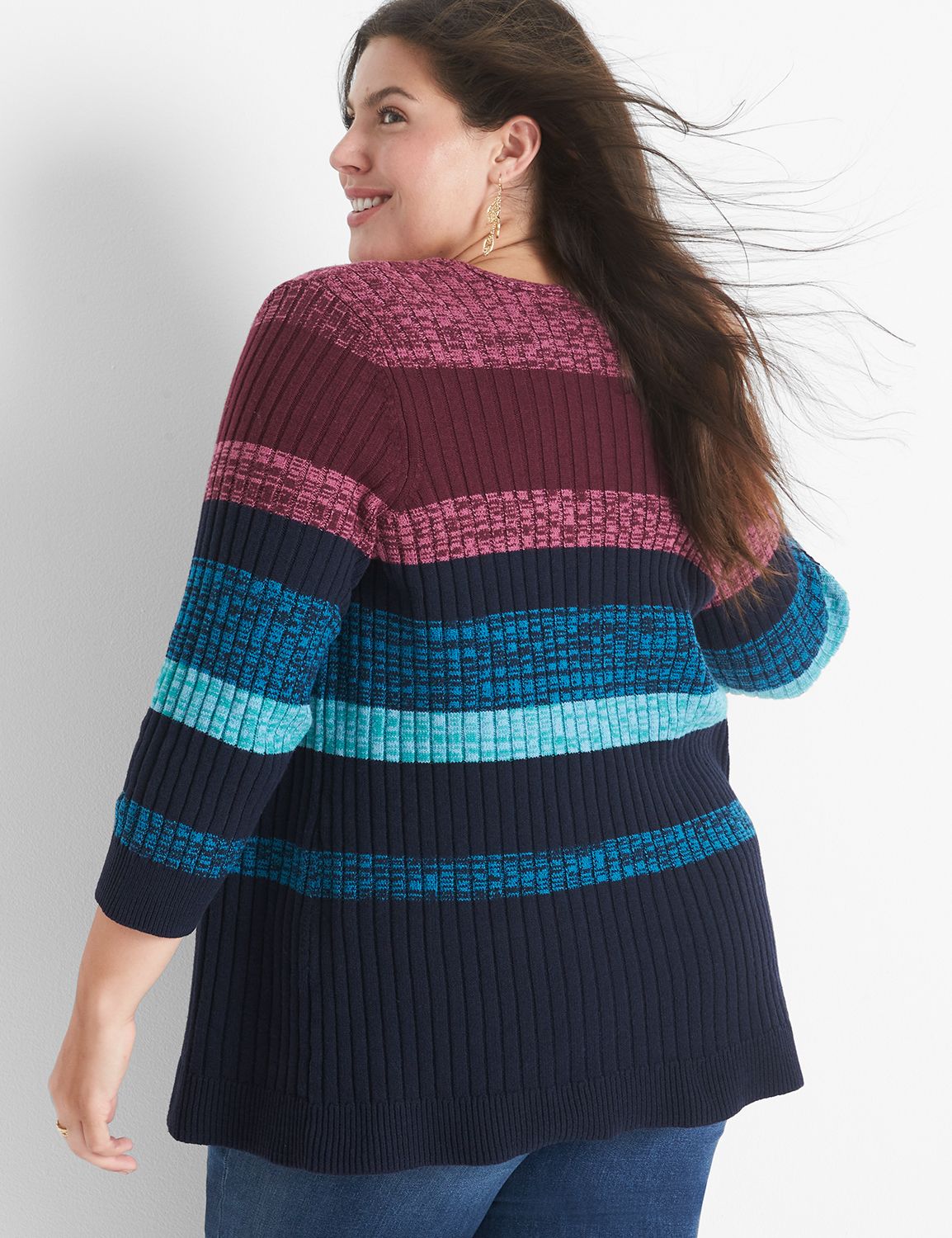Classic Open-Front Spacedye Stripe Cardigan | LaneBryant