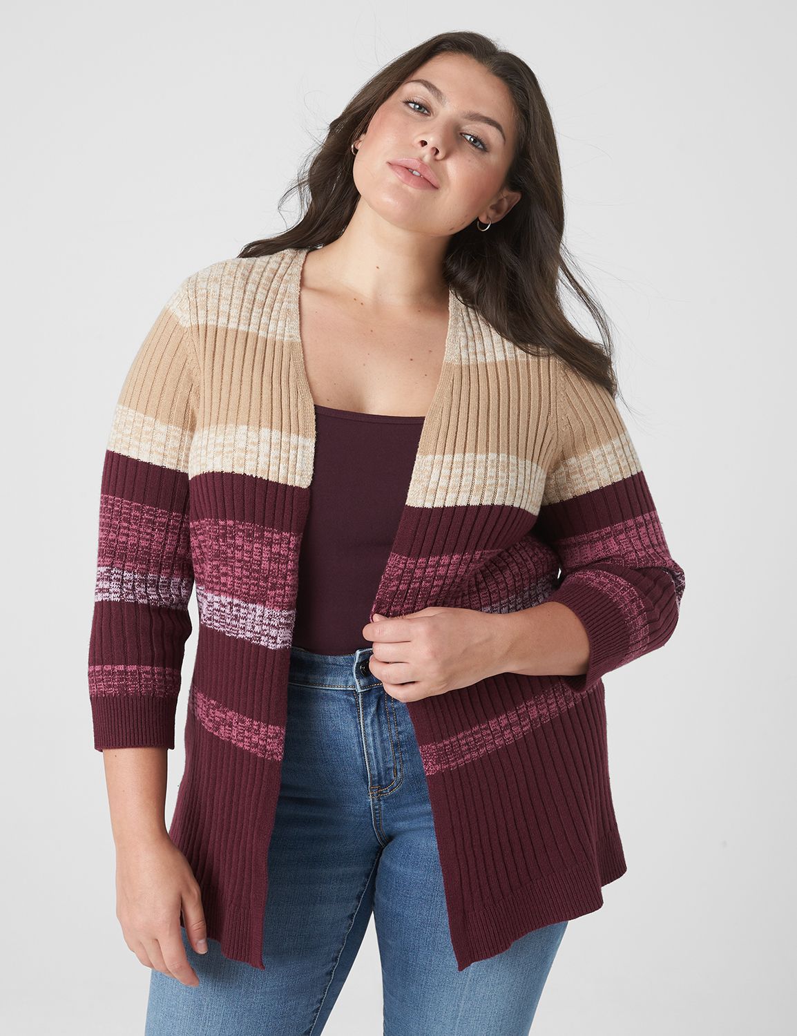 Classic Open-Front Spacedye Stripe Cardigan