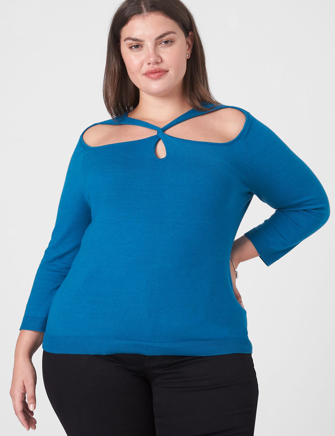 Fitted Three Quarter Sleeve Twist F | LaneBryant