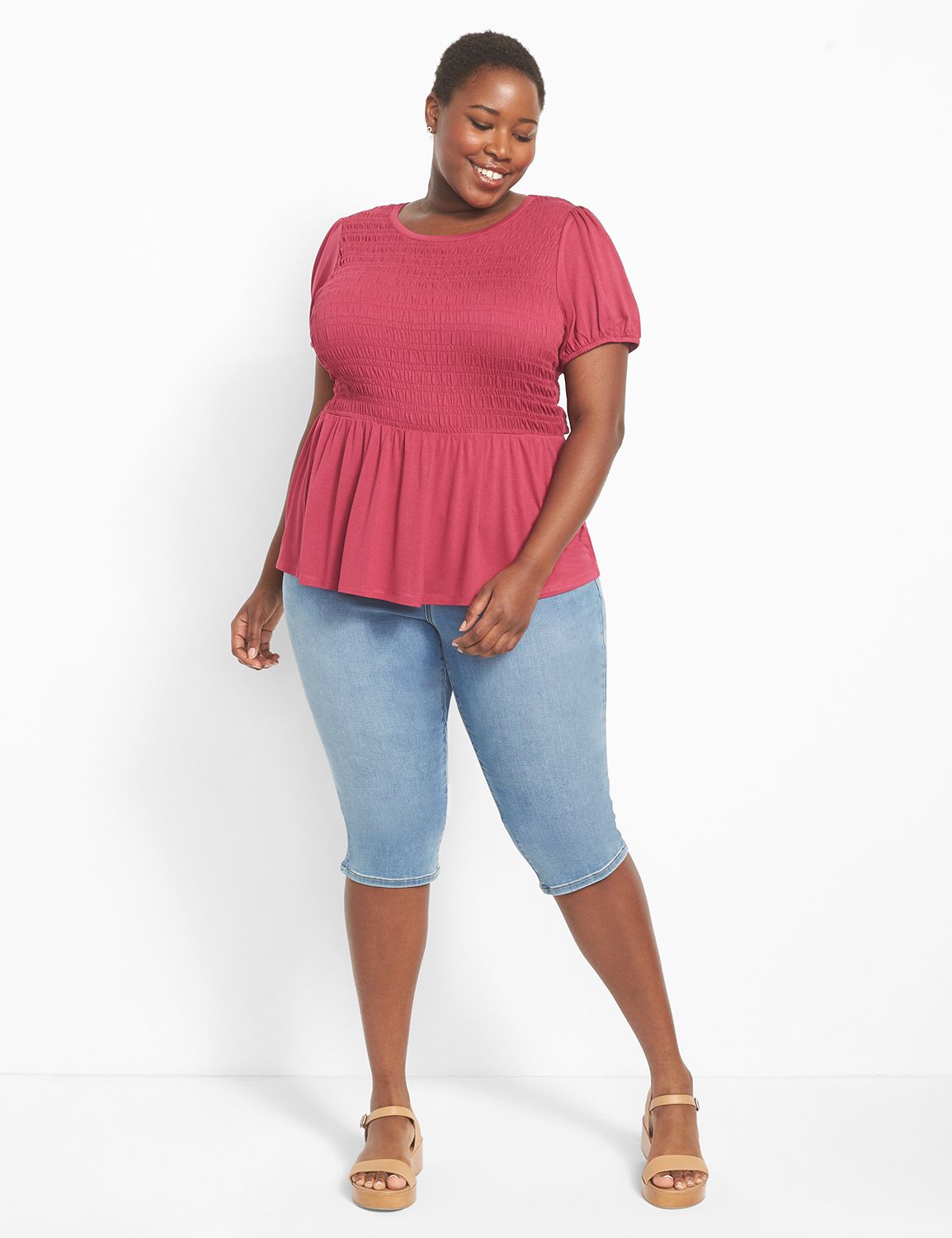 Classic Short Blouson Sleeve Crew N