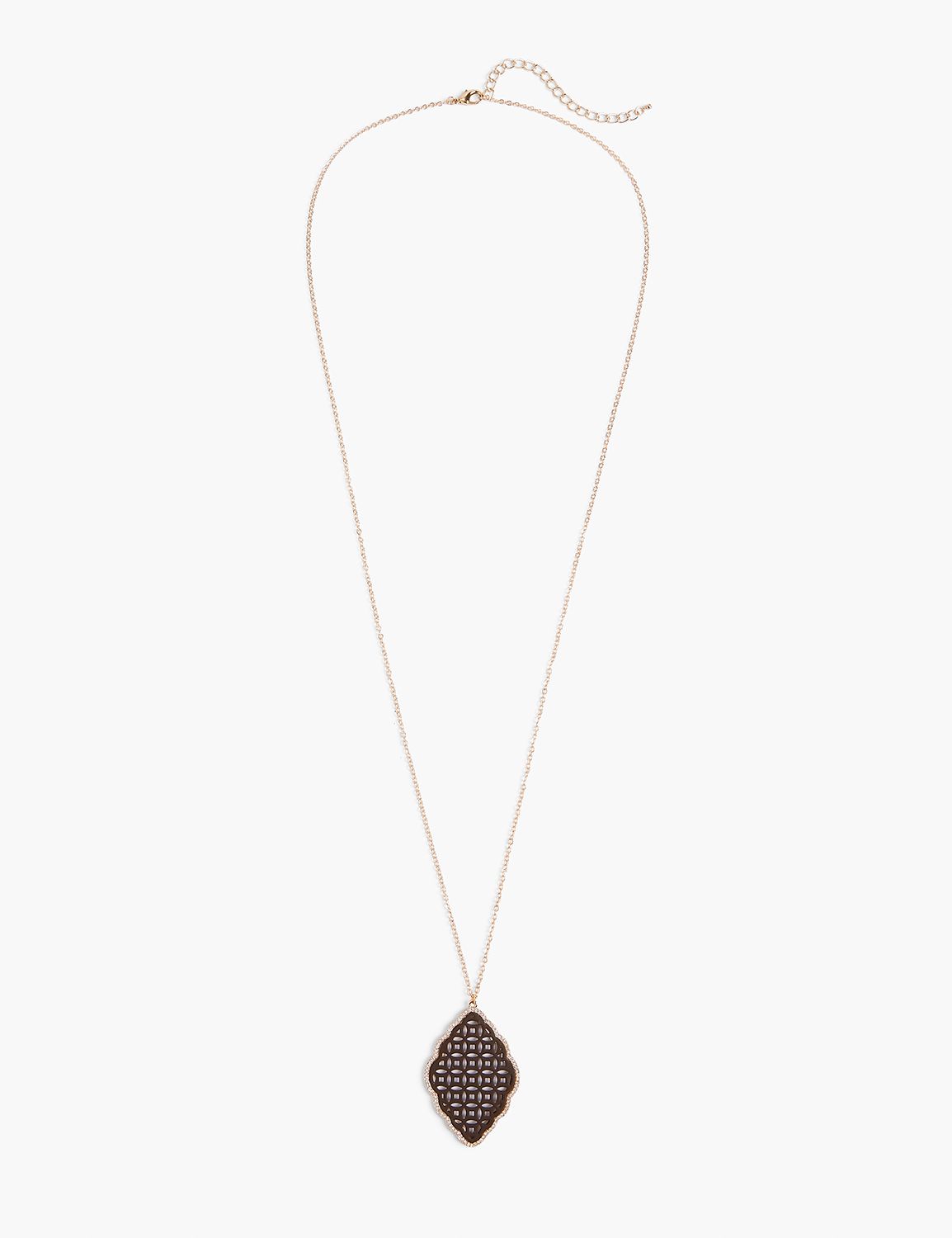 LEATHER FILAGREE PAVE PENDANT
