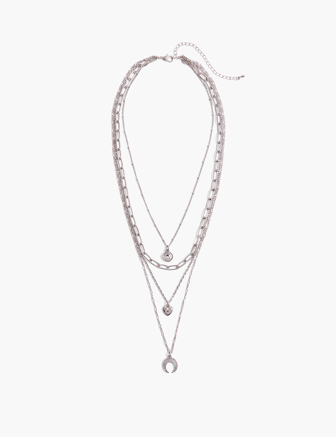 HEART AND MOON MULTI-ROW CHARM NECK