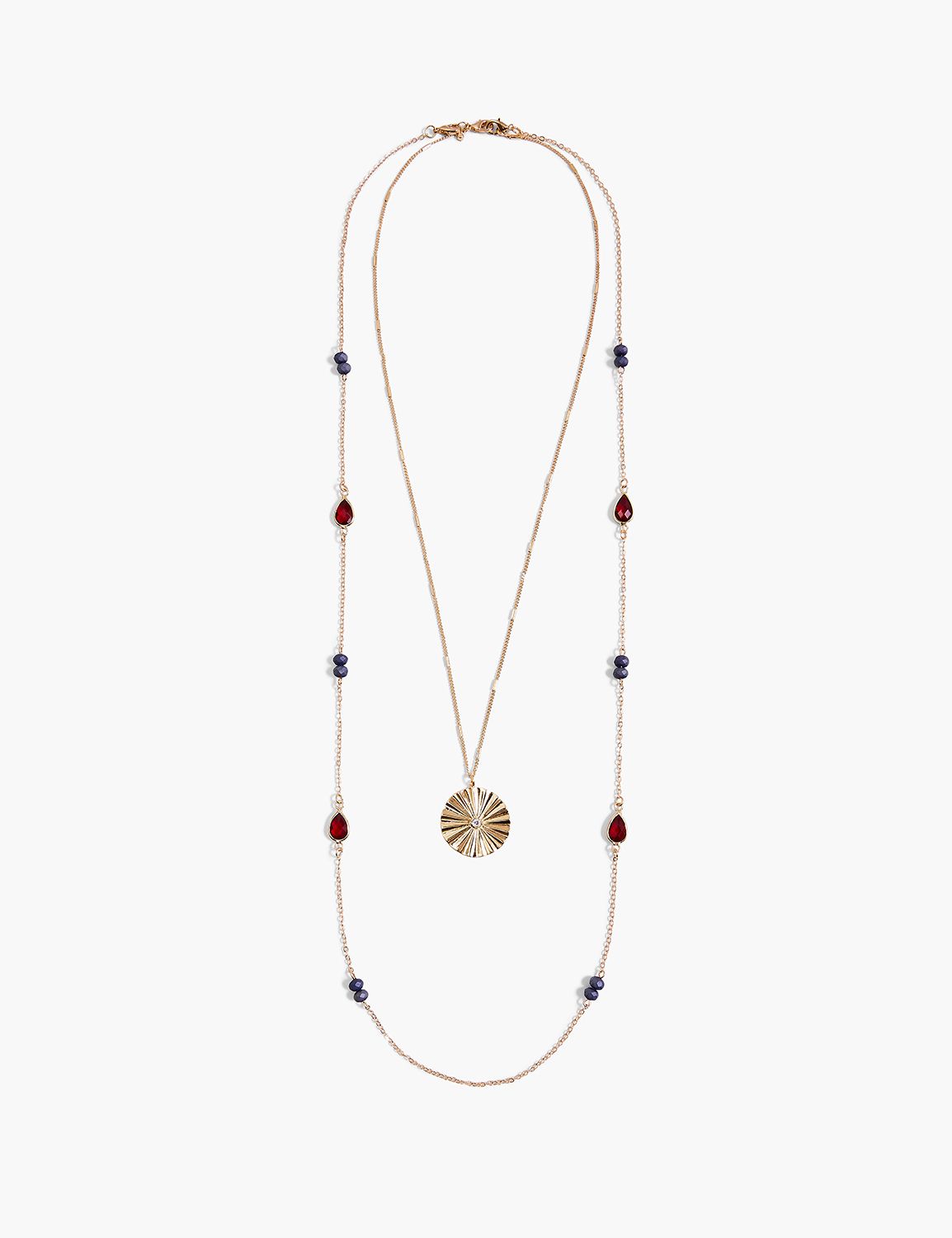 MULTI-ROW TEXTURED PENDANT NECKLACE