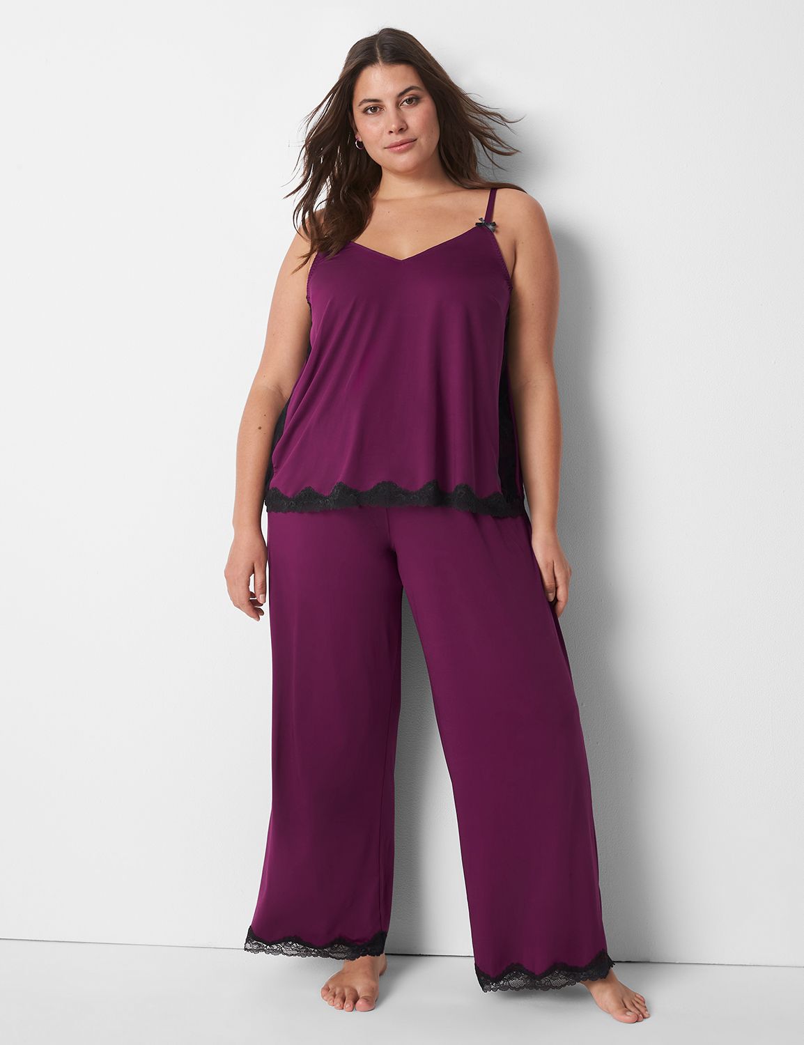 Lace Trim Micro Pant PJ Set 1129971 | LaneBryant