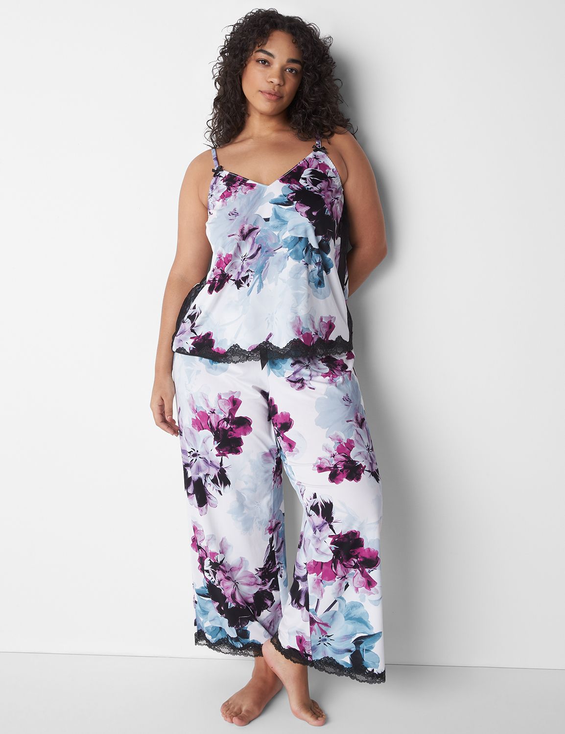Lace Trim Micro Pant PJ Set 1129971 | LaneBryant