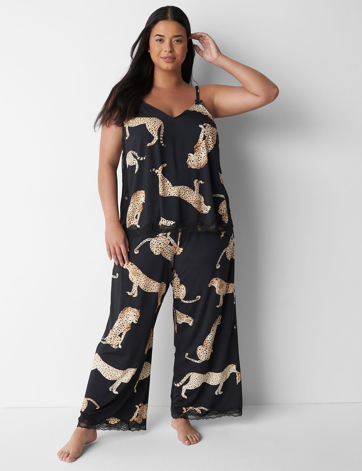 Lace Trim Micro Pant PJ Set 1131293 | LaneBryant