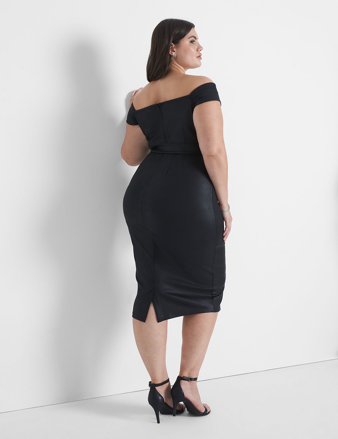 Off-The-Shoulder Ruched-Front Sheath Dress