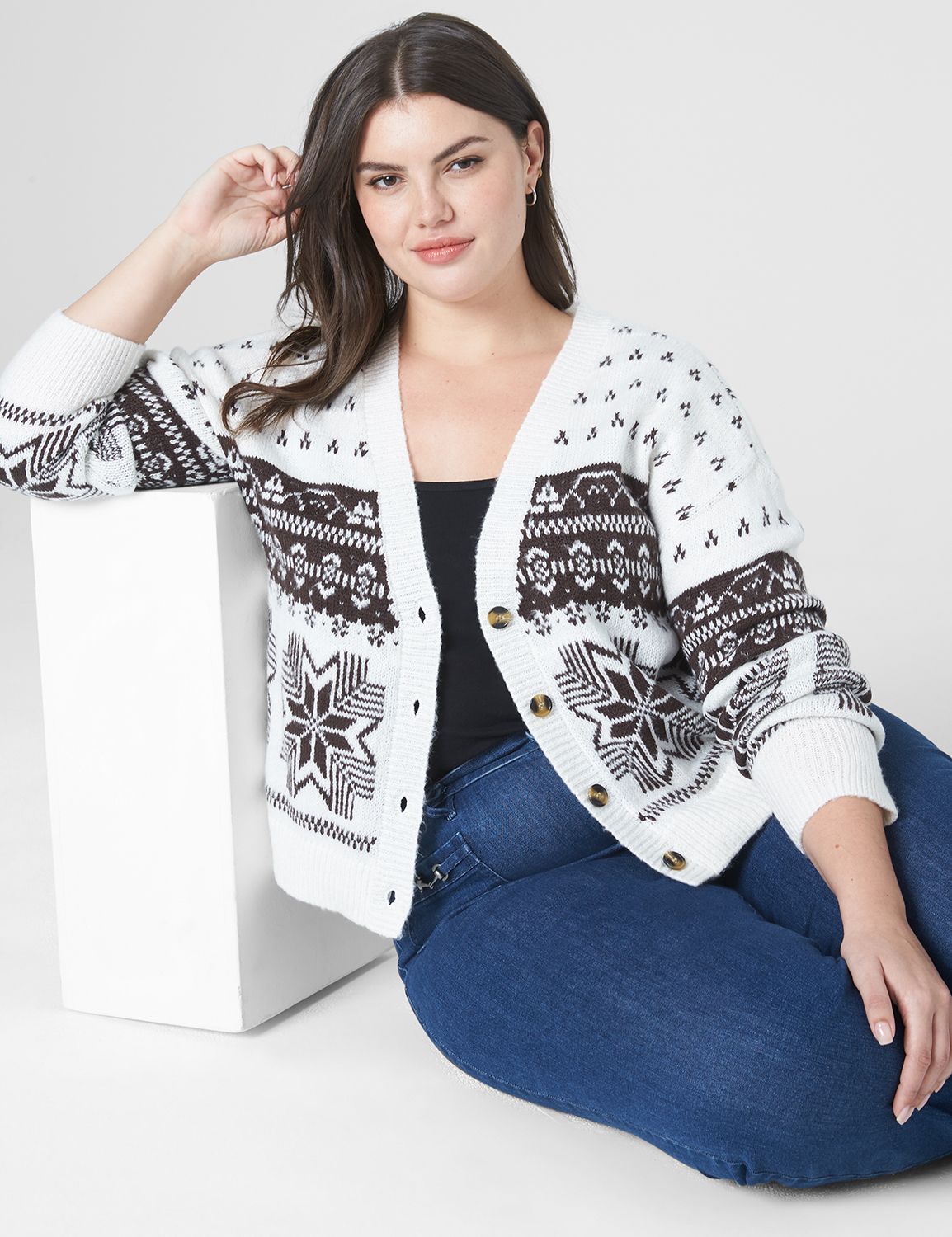 Classic Button-Front Fair Isle Cardigan