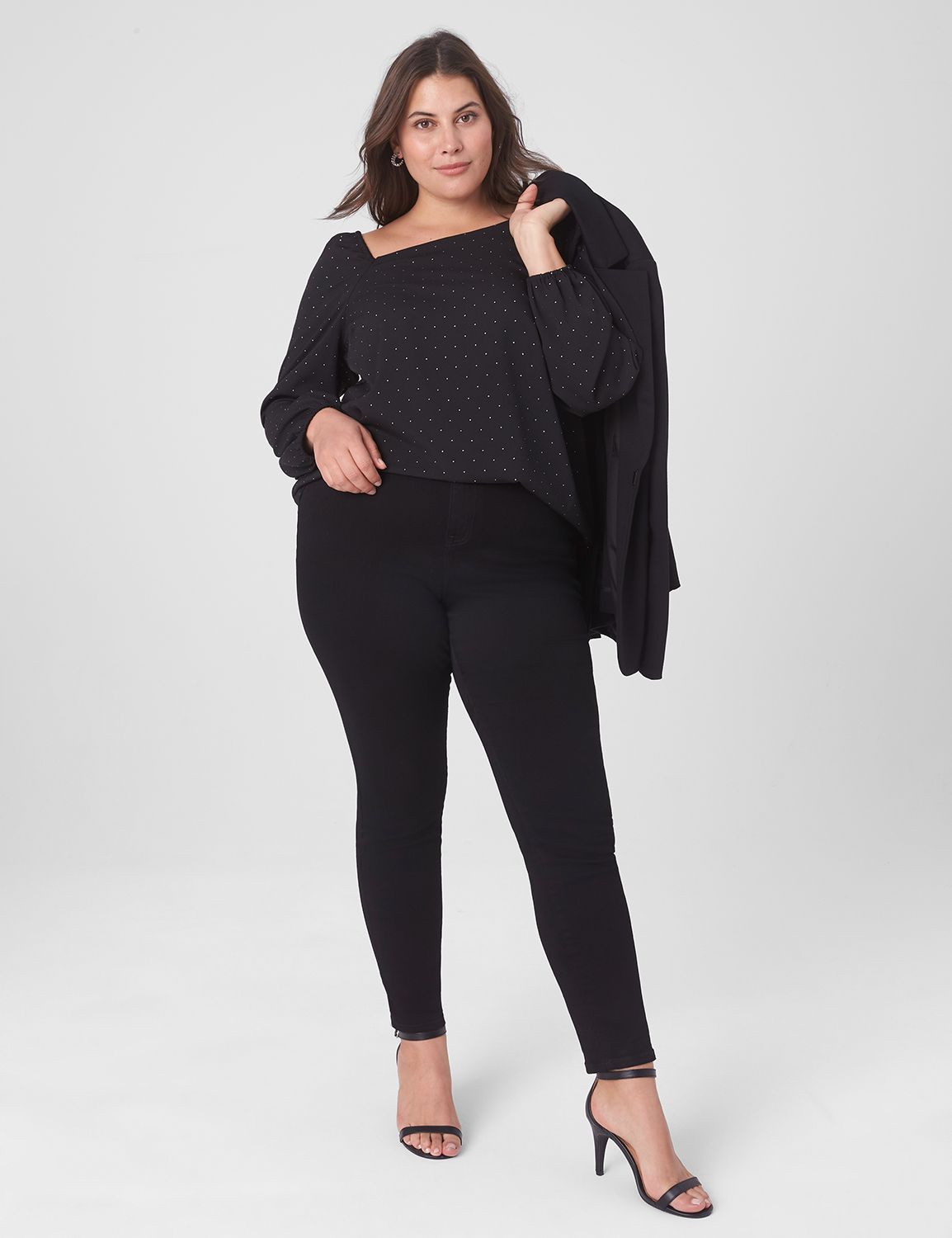 Classic Long-Sleeve Asymmetrical-Neckline Top