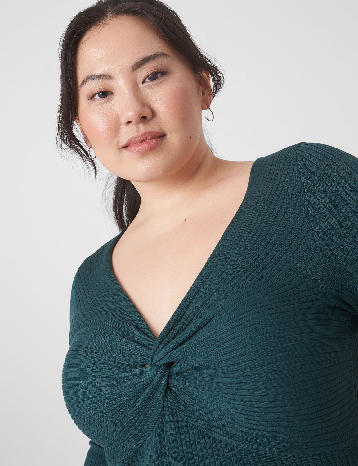 3/4 Sleeve V twist neck fit and fla | LaneBryant