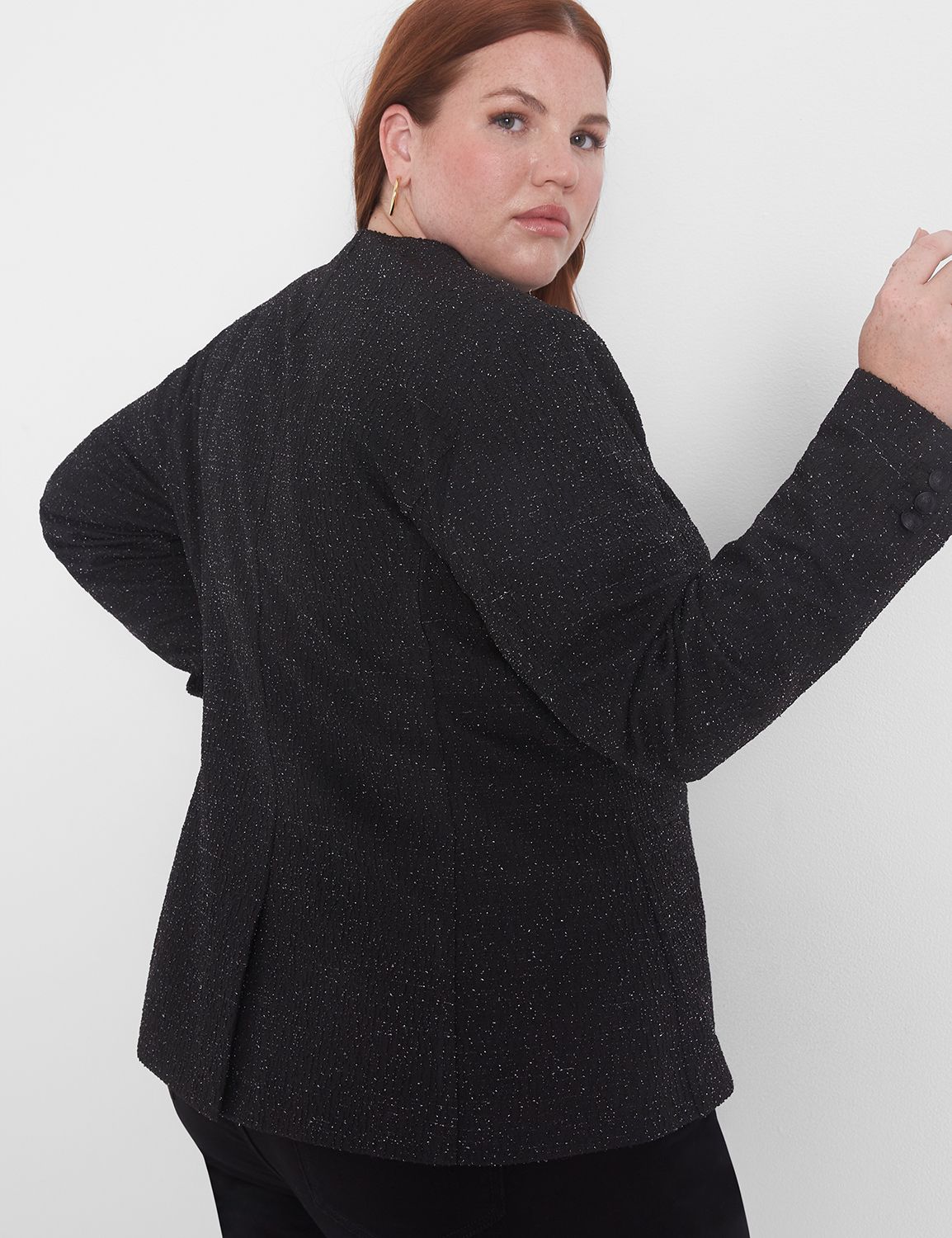 Knit Tweed Metallic Thread Collarle