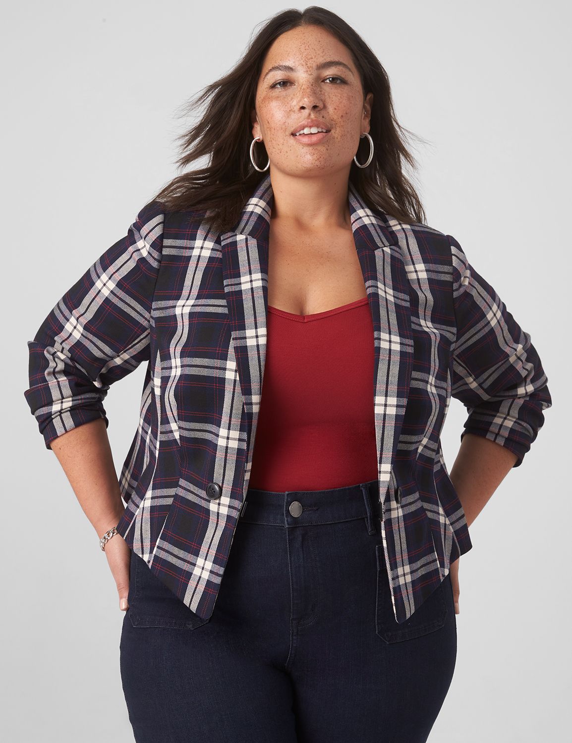 Perfect Drape Plaid Cropped Blazer