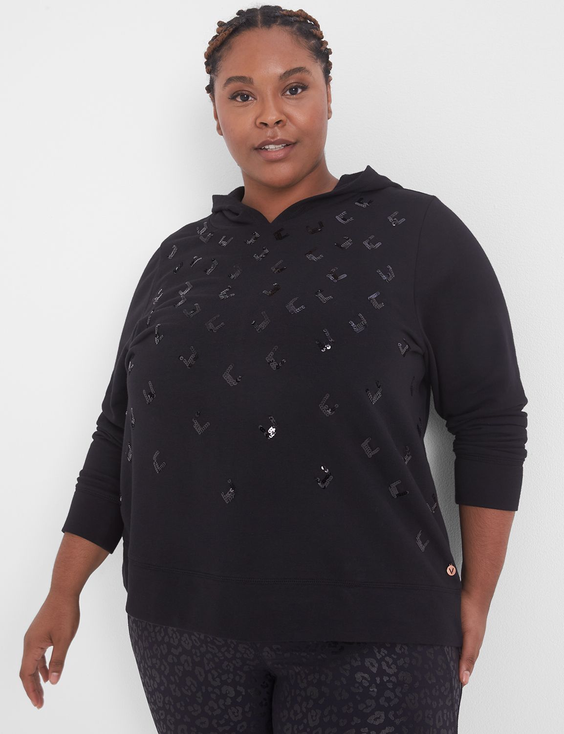 Long Sleeve Sequin Embroidered Hood | LaneBryant