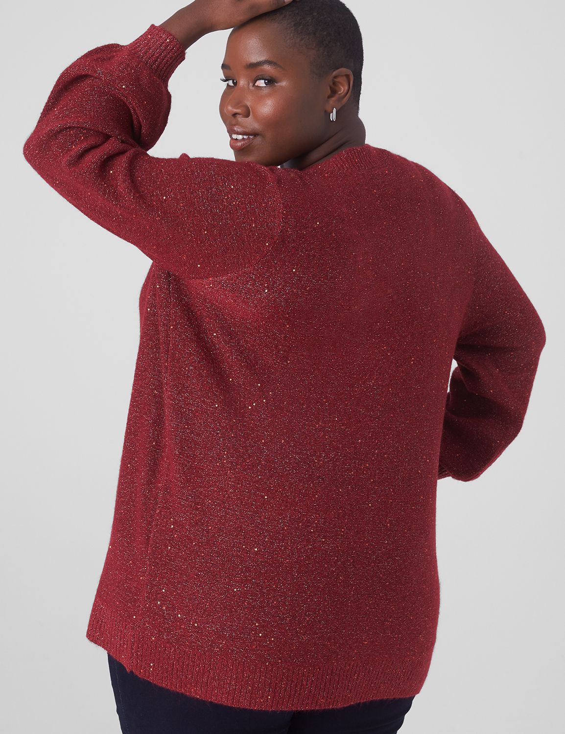 Classic Long Sleeve Open Front Sequ