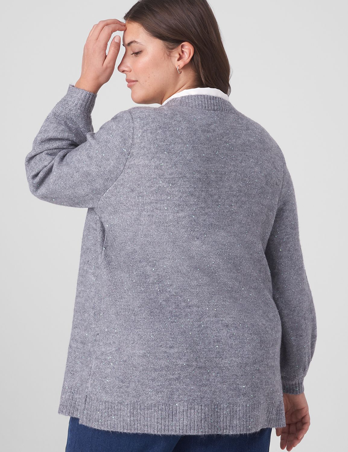 Classic Long Sleeve Open Front Sequ