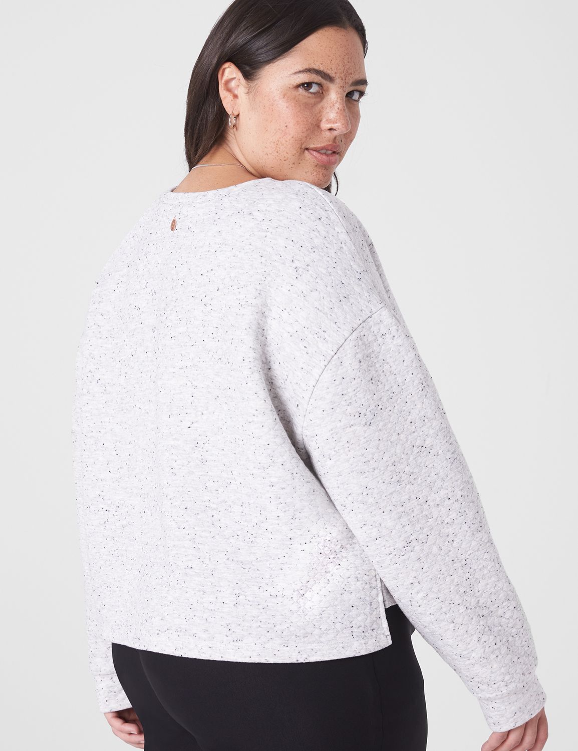 Long Sleeve Crew Neckline Quilted S | LaneBryant