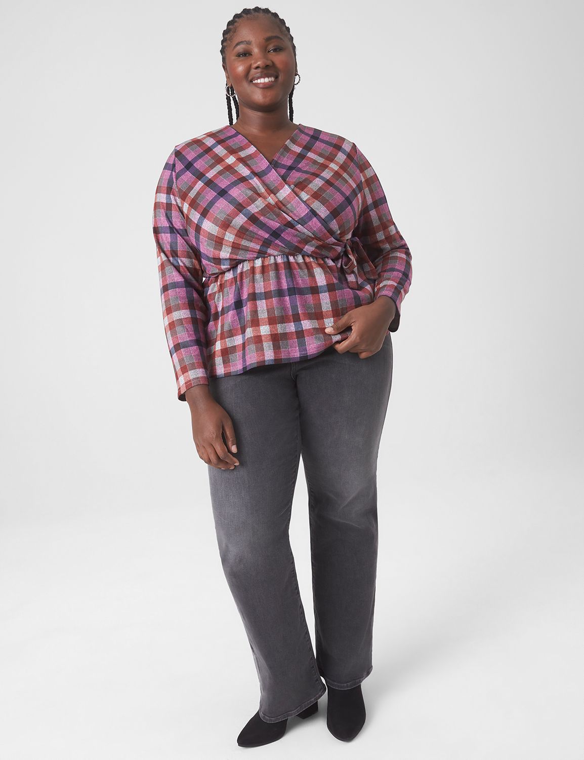 Classic Long Sleeve Faux Wrap Top I | LaneBryant