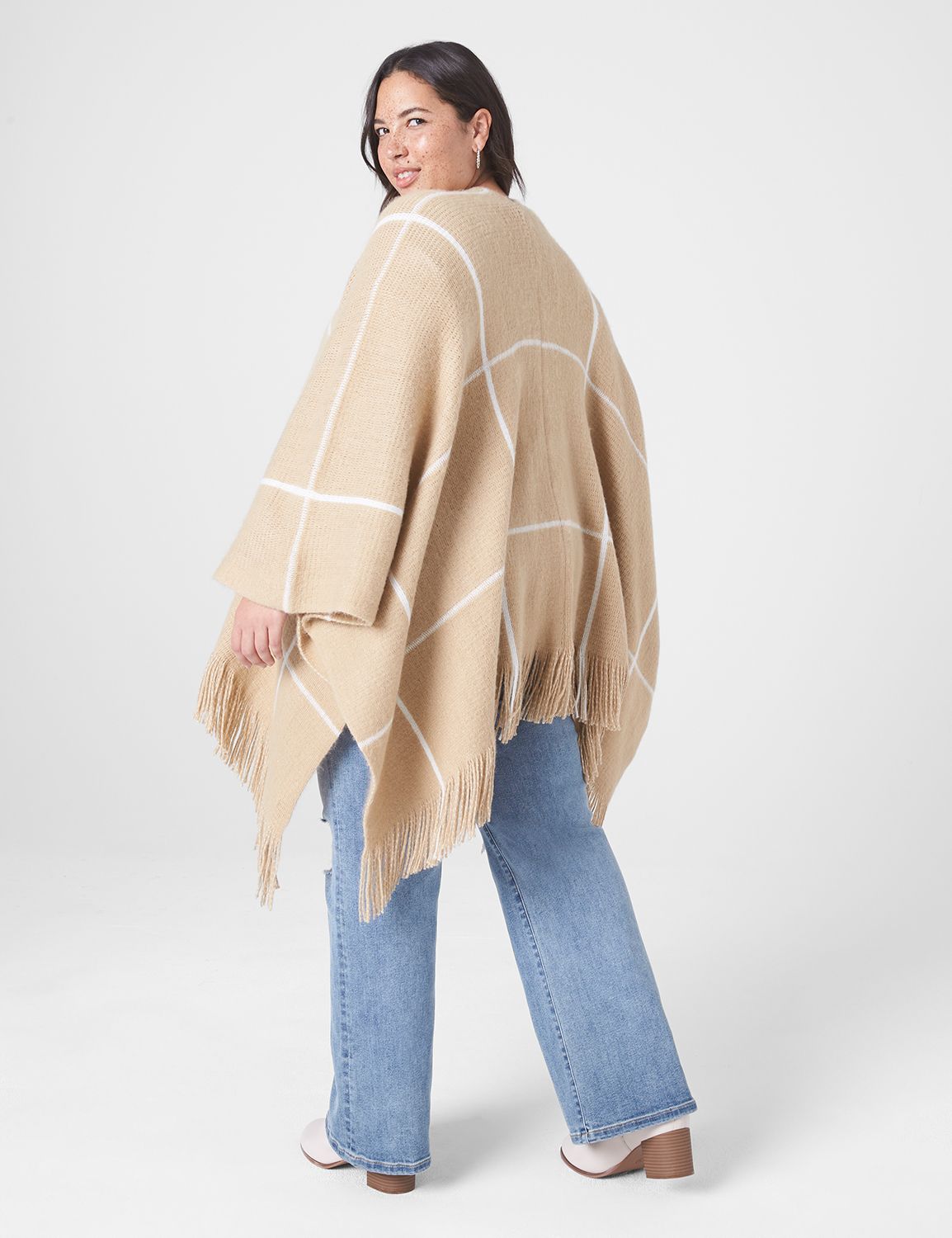 Window Pane Open-Front Poncho
