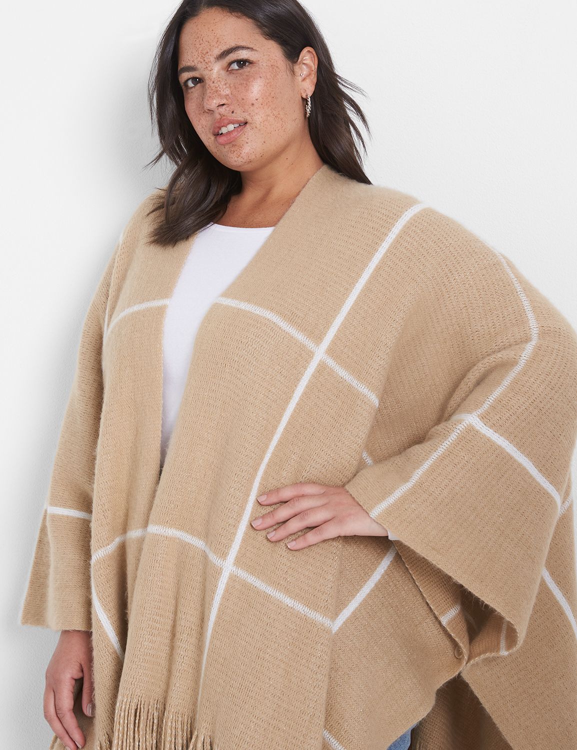 Window Pane Open-Front Poncho