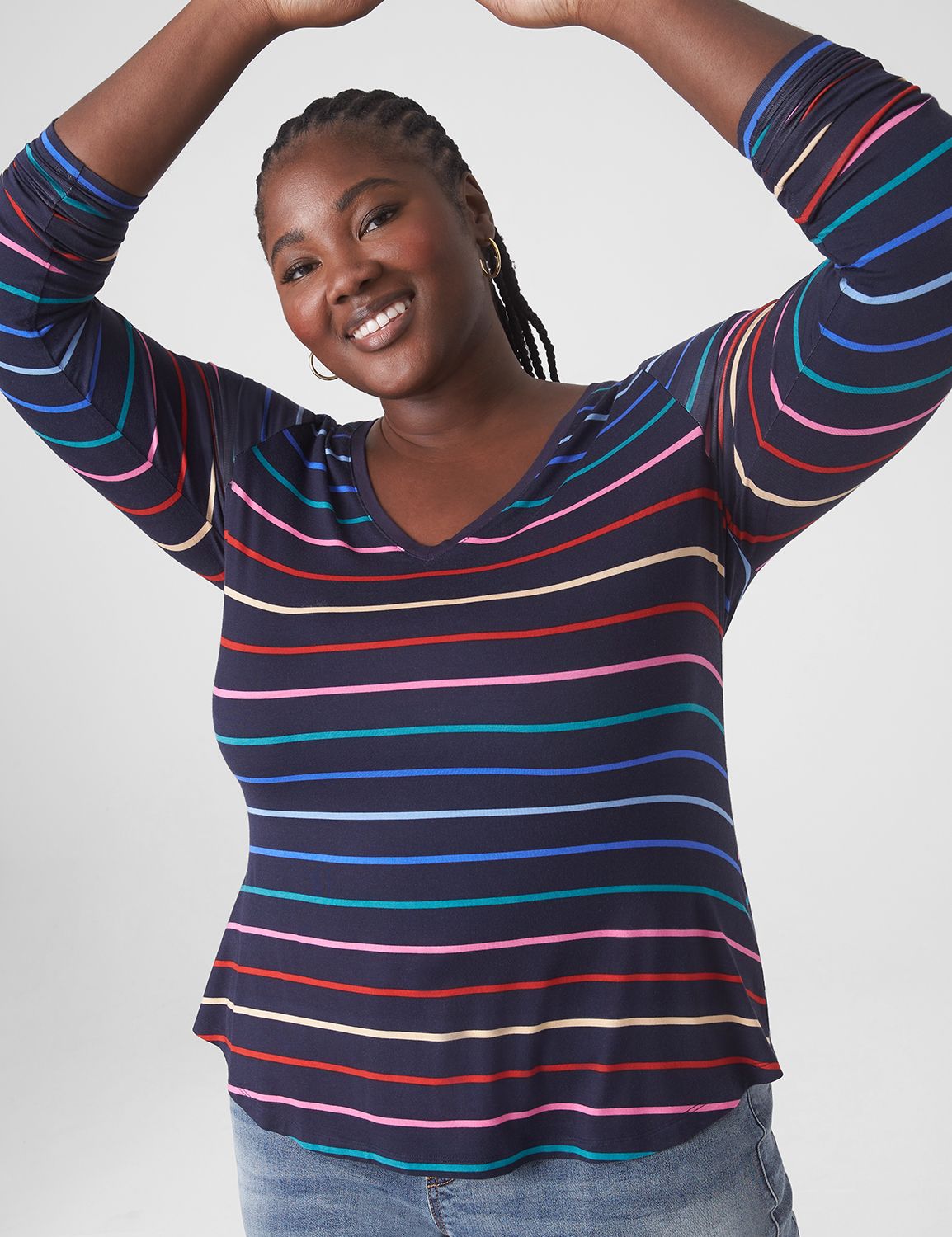 Classic Long Sleeve V Neck Shrunken | LaneBryant